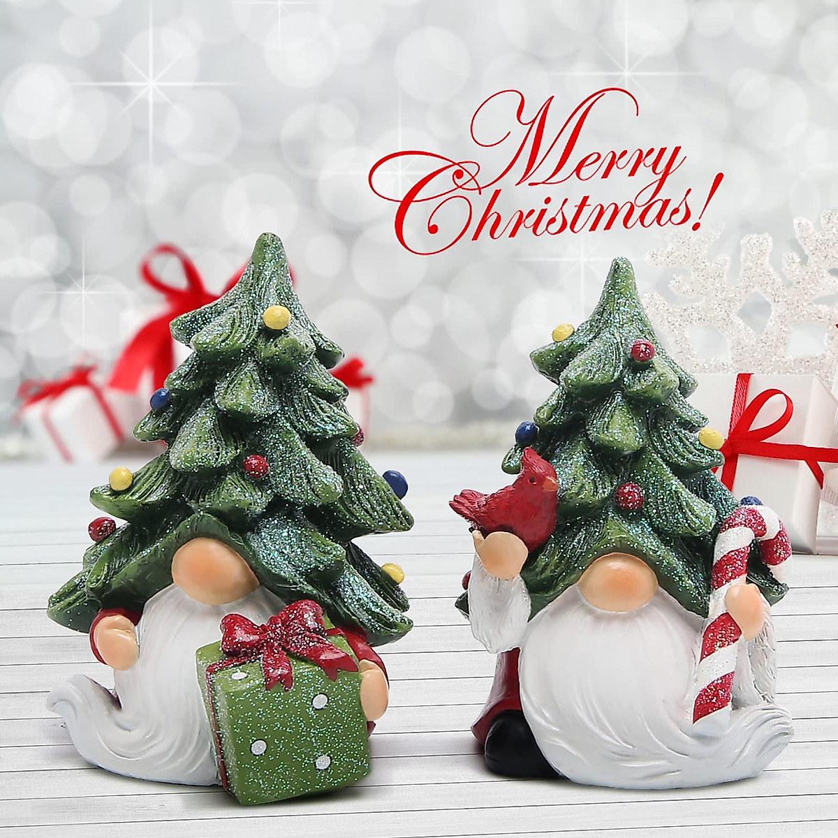 Hodao 2 PCS Christmas Tree Gnomes Decorations Xmas Gnomes Figurines Christmas Decor Handmade Elf Scandinavian Tomte Gnomes Figurines for Xmas Decor Gift - Christmas Party Home Gnomes Decorations
