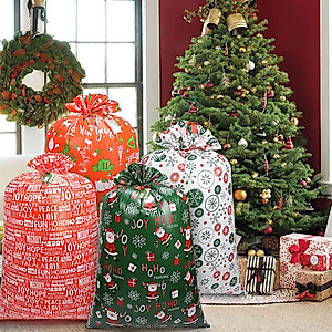 HRX Package Extra Large Christmas Gift Bags 56x36 inch, 4pcs Jumbo Gift Bags for Presents, Heavy Duty Plastic Wrapping Xmas Sack for Huge Gifts