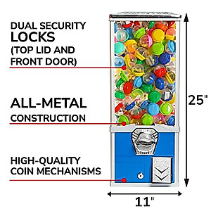 Vending Machine - Big Capsule Vending Machine - Prize Machine - Commercial Vending Machine for 2 Inch Round Capsules Gumballs Bouncy Balls - Blue