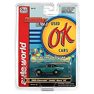 Auto World Thunderjet OK Used Cars 1969 Chevrolet Nova SS (Green) HO Scale Slot Car