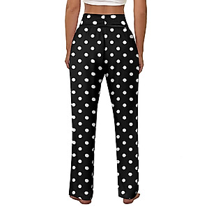 Neer 3 Pcs Women's Wide Leg Yoga Pant Comfy Loose Sweatpants High Waist Lounge Casual Athletic Pant Workout Joggers Pant (Black, Polka Dot Black, Polka Dot Red,Medium)