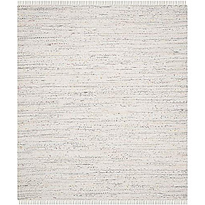 SAFAVIEH Rag Rug Collection 8' x 10' Ivory/Multi RAR121G Handmade Boho Stripe Cotton Area Rug