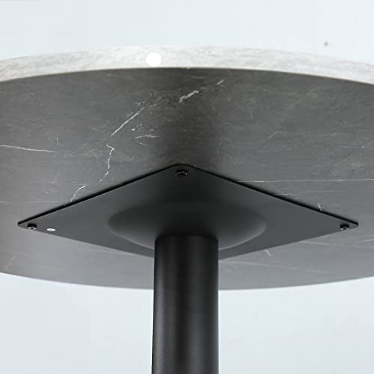 Deehansh 31.5 inch Round Dining Table Faux Marble Top Multifunctional Table Coffee Table Kitchen Bar Patio Modern Living Room Metal Base