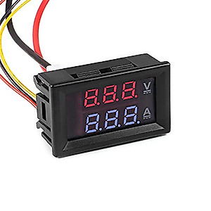 ALMOCN 4 Pack 0.28" LED Digital Voltmeter Ammeter, DC 100V 10A Voltage Current Tester Digital Multimeter Display Volt Meter Gauge(Red&Blue Display)
