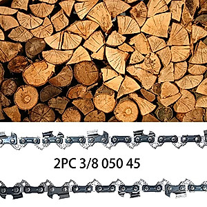 Opuladuo 2PC 12 Inch Chainsaw Chain for Greenworks 40V 20262 20292 Chainsaw, 12" Replacement Chain for Sun Joe SWJ698E 9A Chain Saw - 3/8" - .050" - 45 DL