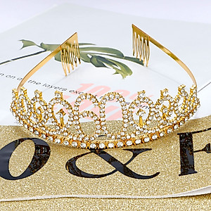 60th Birthday Sash and Tiara, Gold Tiara, 60th Birthday Gifts for Women, 60th Birthday Decorations for Women, Happy 60th Birthday Decorations