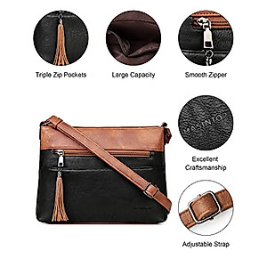 MASINTOR Crossbody Bags for Women, Lightweight Medium Crossbody Purse, Soft Leather Women's Shoulder Handbags with Tassel for Shopping or Travel