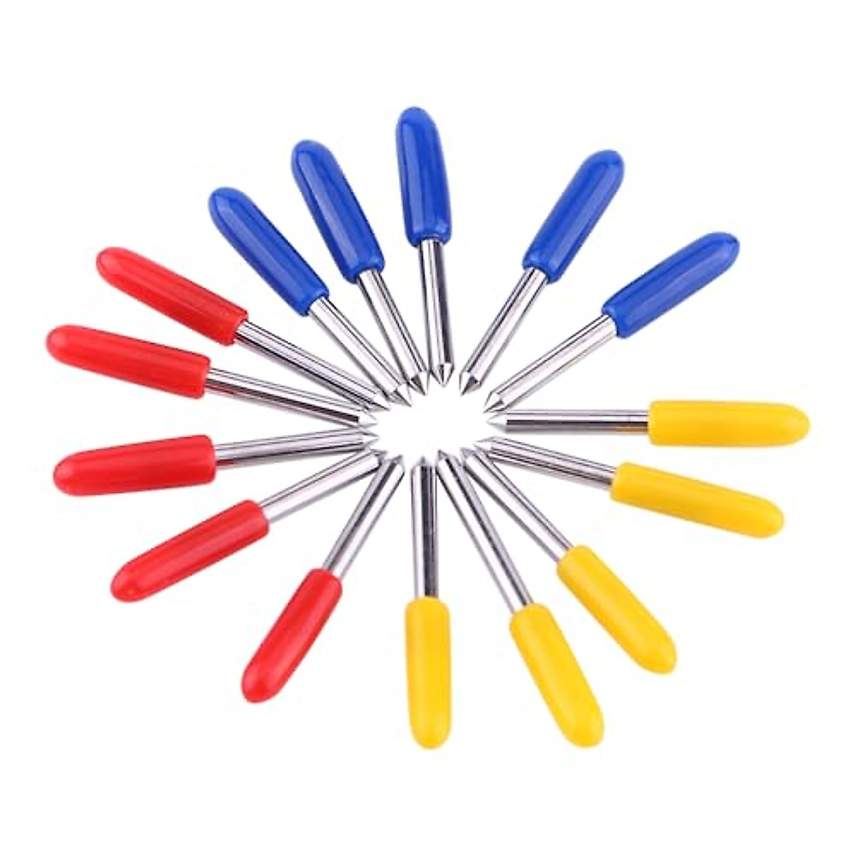 15pcs High Hardness Tungsten Carbide Cutter Blades 30/45/60 Degree for Roland Standard with Caps 1.9mm Shaft Diameter