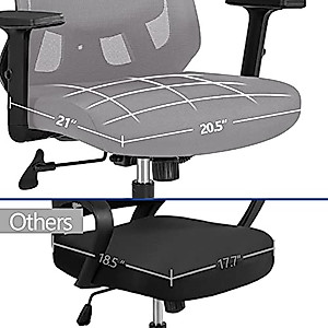 Yaheetech Office Chair Ergonomic Computer Desk Chair with Adjustable Lumbar Support Armrest and Headrest, Swivel Working Study Chair for Home Office, Light Grey