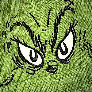 Bioworld The Grinch Big Face Knit Pom Beanie