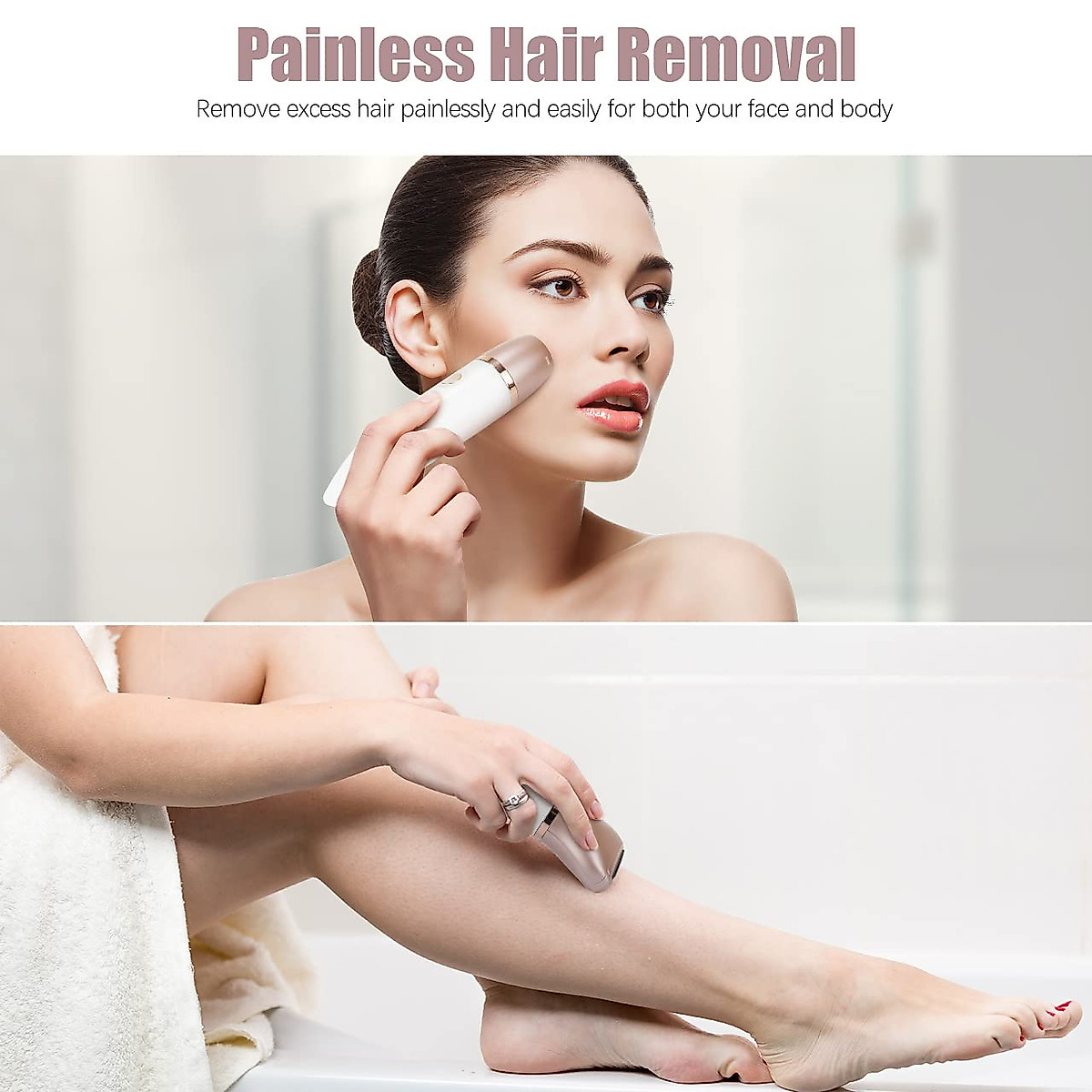 Electric Razor for Women, Laintene 2 in 1 Wet & Dry Hair Removal Trimmer, Waterproof Body Hair Groomers Lady Shaver for Legs, Underarms, Armpit, Face (Rose Gold)