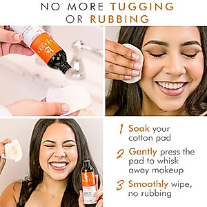 Makeup Remover - USA Made with Natural & Organic Ingredients Face and Eye Make Up Remover, Use with Wipes or Cotton Pads, Gentle Non-Greasy Makeup Remover for Dry, Oily and Sensitive Skin Types