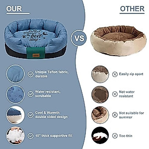 COZY KISS Oxford Teflon Dog Bed Water Resistant Scrubable 26" L x 22" W Luxury Pet Cat Crate Mat Non Stick Hair Washable Anti Slip Orthopedic Couch Outdoor for Small Medium Dogs Denim Blue