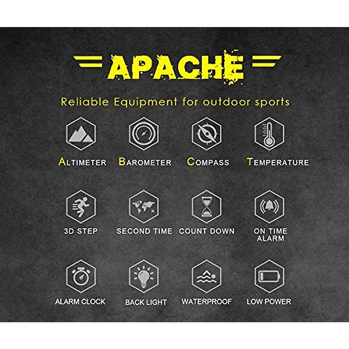 North Edge Apache Tactical Sports Watches for Men Outdoor Survival Military Compass Rock Solid Digital Watches with Durable Band, Steps Tracker Pedometer Calories (Black)