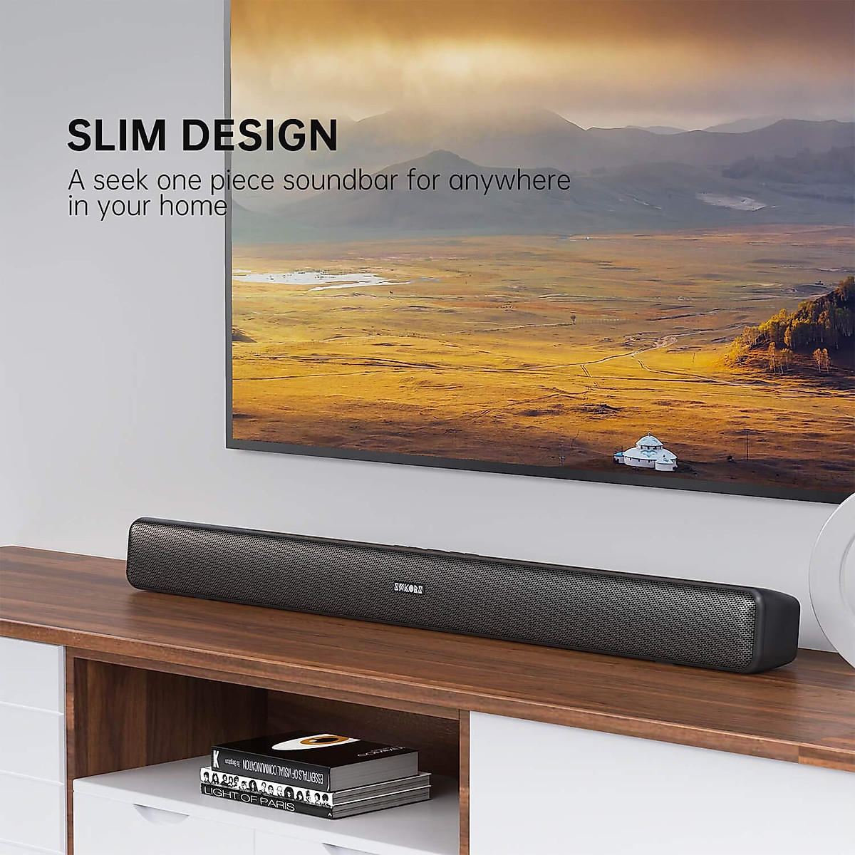 Sound Bar for TV, SAKOBS 29 Inch Sound Bar, 40W 80 dB Stereo Surround Sound System, Wired & Wireless Audio TV Speakers, 3 Equalizer Modes, Bluetooth/Optical/Aux and Remote Control