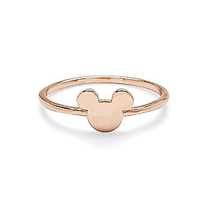 Pura Vida Rose Gold Disney Mickey Mouse Delicate Ring - Brass Base Band, Stackable Accessory - Size 7