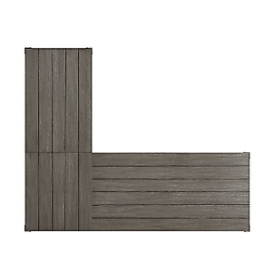 Knocbel Industrial L-Shaped Writing Desk with Storage Drawer and Lift Top, Home Office Workstation Corner Table Computer Desk, 67" L x 55" W x 30" H (Weathered Gray)