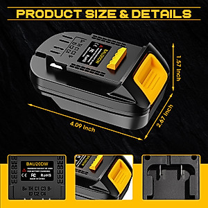 Adapter for Bauer 20V Li-ion Battery Convert to for Dewalt 20V MAX Battery, Use for Dewalt 20V 60V Battery Cordless Power Tools(Adapter Only)
