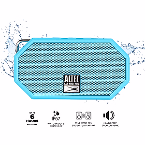 Altec Lansing Mini H2O - Waterproof Bluetooth Speaker, IP67 Certified & Floats in Water, Compact & Portable Speaker for Hiking, Camping, Pool, and Beach,Aqua