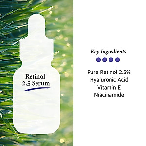 Retinol 2.5% Solution Facial Serum with Vitamin E - Facial Crepe Erase, Age Spot Remover, High Strength Solution for Face without a Prescription, 1 Fl Oz (30ml)