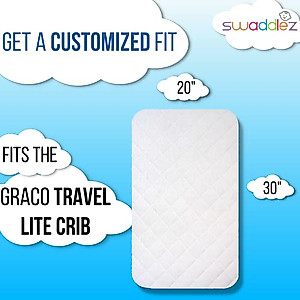 Bassinet Mattress Pad Protector- Fits The 30” x 20” Graco Travel Lite Crib, Soft Bamboo Surface, Breathable - Waterproof Bassinet Mattress Protector - Bassinet Mattress Cover