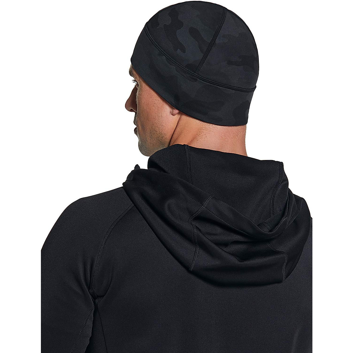 TSLA Men and Women Thermal Fleece Skull Cap, Winter Ski Cycling Under Helmet Liner, Running Beanie Hat, Skull Cap Camo Black, One Size