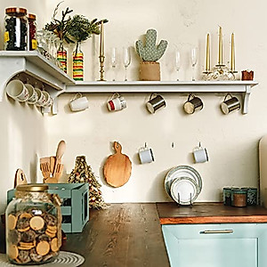 RELBRO 50 Pcs Screw Hooks, 1-1/4 Inch Bronze Cup Hooks Screw in Mug Hooks Metal Heavy Duty Screw Wood Wall Ceiling Hooks Plant Hooks Indoor Outdoor for Utensils Baskets Lights Wreaths