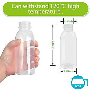 EONJOE Dishwasher Safe 12oz Plastic Bottles with Caps Reusable BPA Free PP5 Juice Milk Water Smoothie Bottle Heat-Resistant Refillable