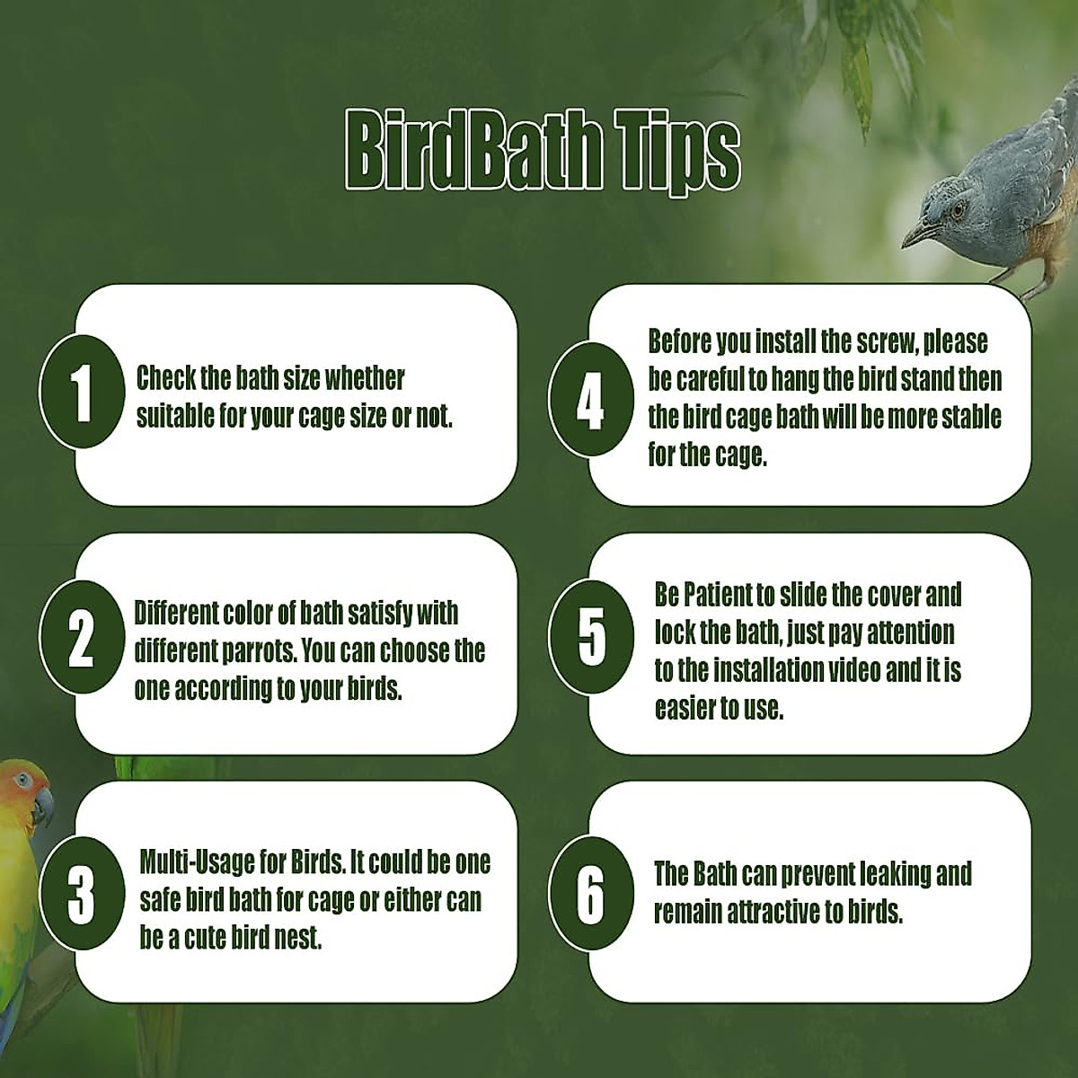 WQY GroceryShop Bird Bath for Cage, Cleaning Pet Supplies Cockatiel Bird Bathtub with Hanging Hooks for Little Bird Parrots Spacious Parakeets Portable Shower for Most Birdcage