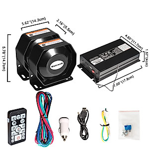 Monrand 400W Police Siren Emergency System, 12V 18 Tones 400W Amplifier PA Speaker System ,130db Two Ultra Slim 400 Watt Lound Siren Speaker with Remote Control Fit for Police Car ATV Truck Engineer