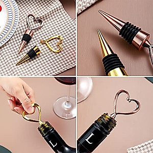 Kyraton Zinc Alloy Wine Stopper Bottle Stoppers 2 Pack, Heavy Duty Reusable Love Design Heart Shape Wine Saver Wine Stopper For Gifts for Kitchen Bar Decor Keeps Wine Fresh