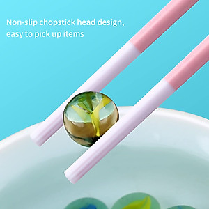 Portable Cute Chopsticks with Case 2 Pairs Reusable Traveling Silicone Chopstick Tableware Utensil for Camping (1Pink+1Blue)