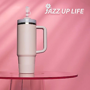 Mefaster Stanley Cup Accessories Set Includs 6Pcs Silicone Spill Proof Stopper, 2Pcs Straw Cover Cap for 9-10 mm Straw, 1Pcs Silicone Boot for Stanley Cup 40oz&30oz Tumbler (Rose Quartz), standard