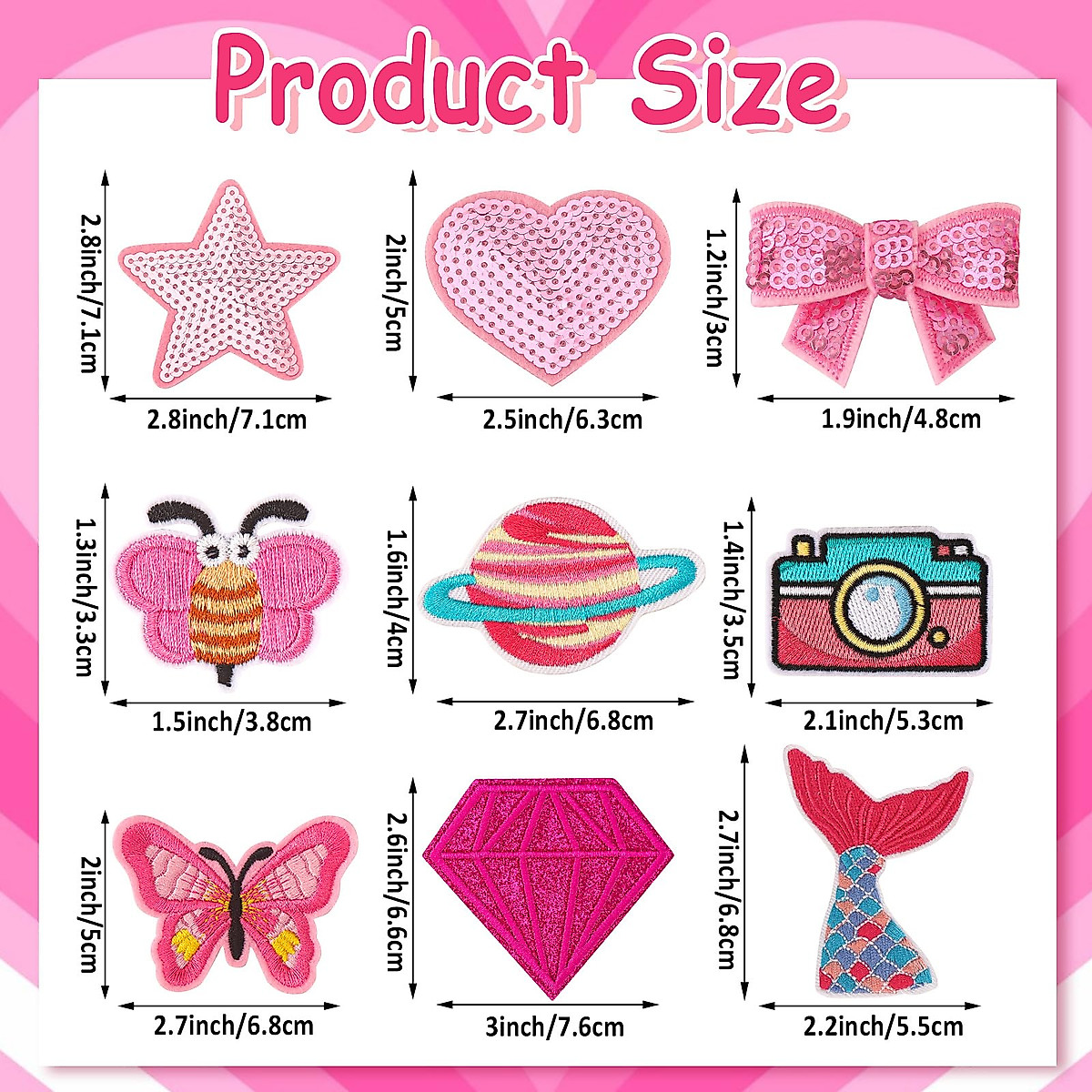 60pcs Pink Embroidered Patches Random Assorted Styles Pink Theme Iron on Patches for Girls Western Cowgirl DIY Sew Applique Repair Patch Cute Preppy Sew on Patches for Backpacks Pants Clothes Jeans
