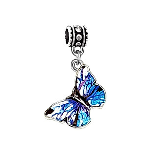LaBenie Dangle Abstract Blue Butterfly Charm Bead