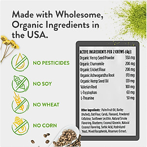 Green Gruff Calming Chews for Dogs - Organic Calming Dog Supplement - Veterinarian Approved - Dog Calming Treats to Relieve Stress, Separation, Storms, Fireworks, Travel - 24 Chews (6 Pack)