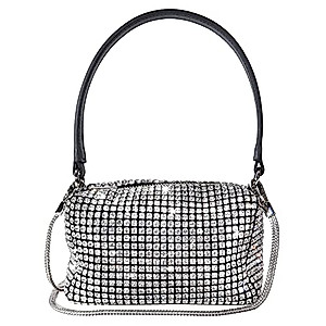 Rhinestone Purses for Women Sparkly Diamond Silver Clutch Evening Handbag Bling Crossbody Bags Glitter Party Club Purses Mini Top Handle Handbags