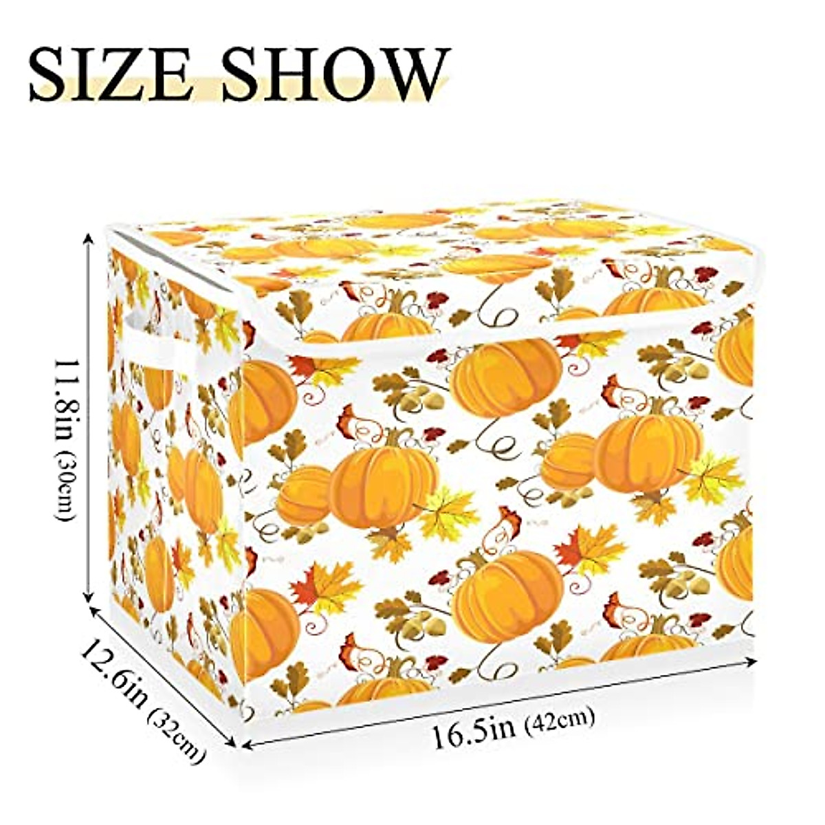 Storage Bins with Lids Foldable Storage Baskets Storage Cubes Collapsible Closet Organizer Containers with Cover Pumpkins and Yellow Maple Leaves for Home Office Organizer Closet, Shelves, Toy, Nurser