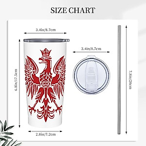VKKOEWL Polish Flag Poland Polska Eagle Stainless Steel Insulated Tumbler 20 Oz Travel Water Bottle Coffee Mug Drink Cup With Lid Straw