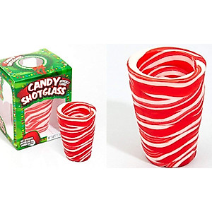 Peppermint Flavored Candy Cane Edible Shot Glass (New Year Celebration Candy Shot Glasses New Years (Includes 6 Shot Glasses)