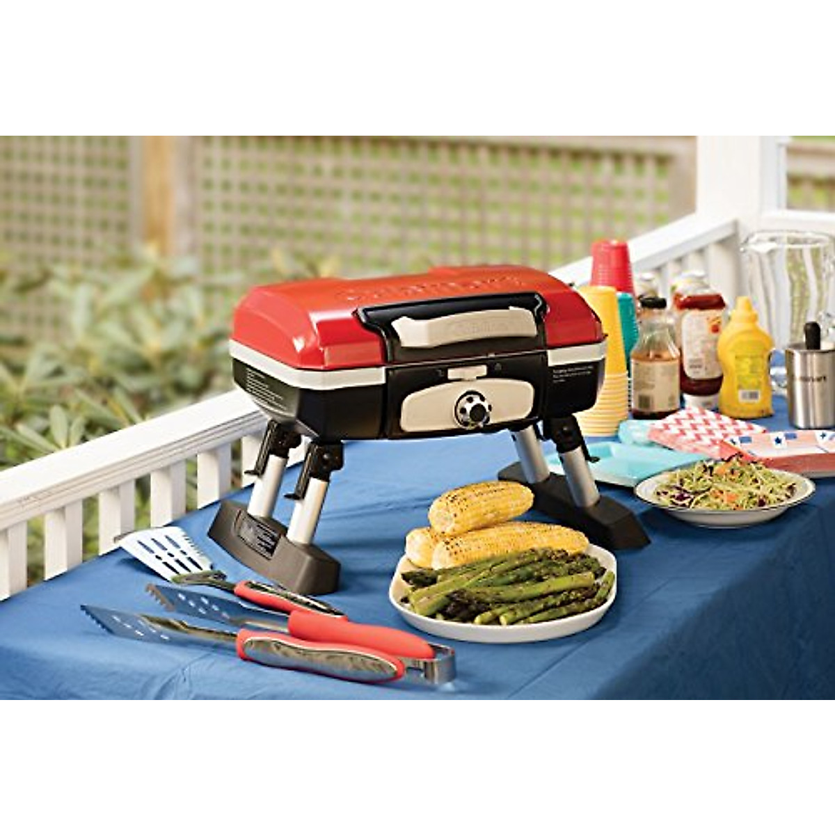 Cuisinart CGG-180T Portable, 17.6 x 18.6 x 11.8-Inch, Petit Gourmet Tabletop Gas Grill, Red