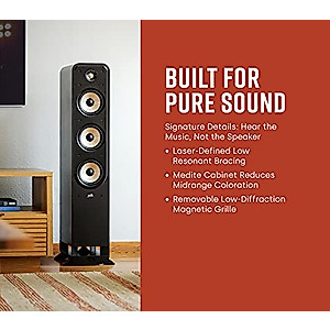 Polk Signature Elite ES55 Tower Speaker - Hi-Res Audio Certified, Dolby Atmos & DTS:X Compatible, 1" Tweeter & (2) 6.5" Woofers, Polk Power Port Technology for Effortless Bass, Stunning Black