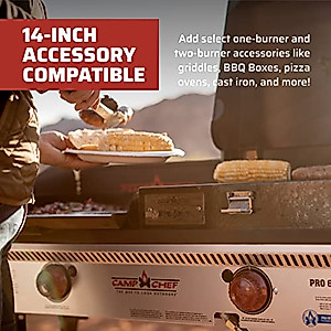 Camp Chef PRO60X Two Burner Stove, 30,000 BTU/Hr. Cast Aluminum Burners, Cooking Dimensions: 14 in. x 32 in