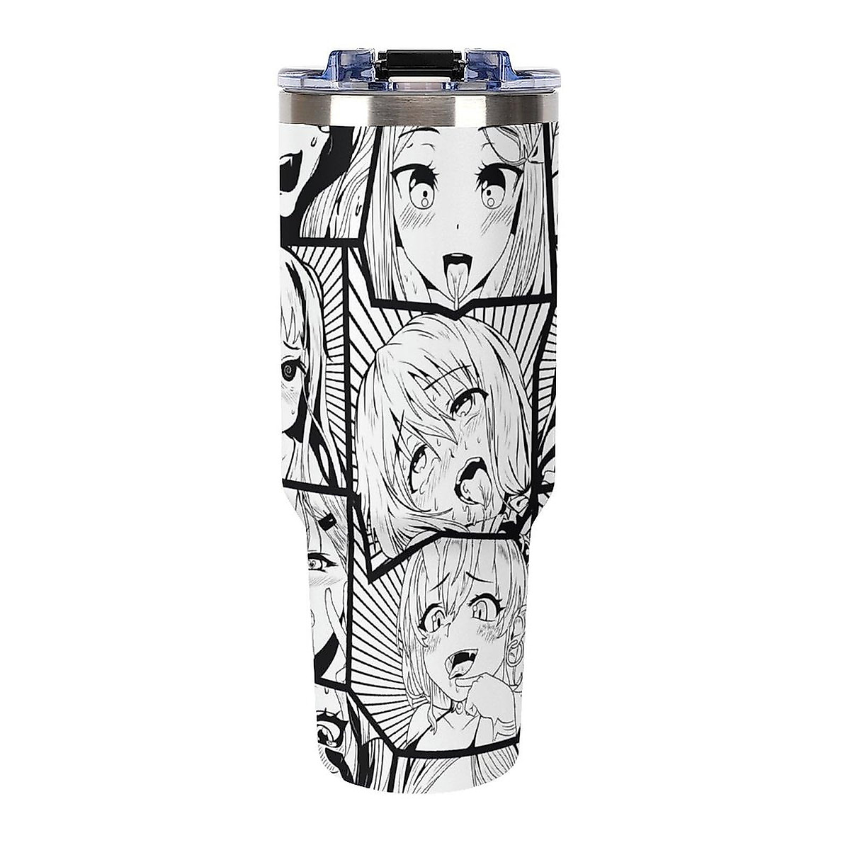 Niapessel Leak Proof Tumbler, Insulated Water Bottles with Straw, Anime Girl Face Emotion Insulated Cup with Handle 40 Oz Stainless Steel Flask for School, Travel, Car, Sports, Work