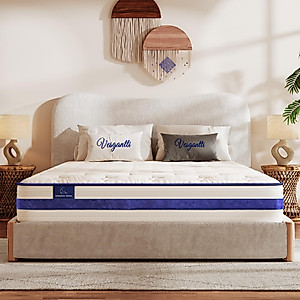 Vesgantti Queen Mattress, 10 Inch Hybrid Innerspring Mattress with Memory Foam, Support & Pressure Relief, Medium Firm Feel Mattress in a Box (60x80x10Inches, Queen Size)