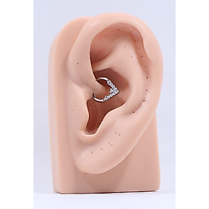 FANSING Surgical Steel Septum Jewelry 16g Septum Rings for Women Prong Set CZ Teardrop Septum Clicker Silver Septum Ring 16 Gauge 8mm Beaded Daith Piercing Jewelry Triangle Septum Ring