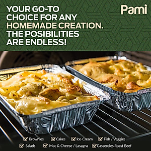 PAMI Aluminum Food Containers With Lids Half Size, Deep [Pack of 25] - 9”x13” Oven & Freezer Safe Tin Food Trays- Aluminum Baking Pans With Lids For Grill, Roast, BBQ- To Go Foil Takeout Containers