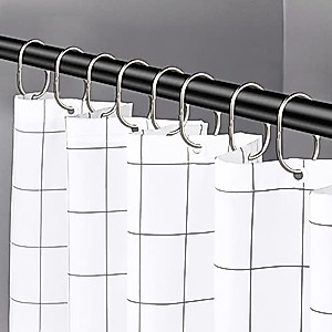 TCMAO 24 Pack Shower Curtain Hooks, Rustproof Decorative Shower Curtain Rings Metal Wide Oval Shower Hooks for Bathroom Shower Rod (Nickel)