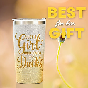 Onebttl Duck Gifts - Glitter 20oz Coffee Mug Tumbler for Girls & Birthday Occasions
