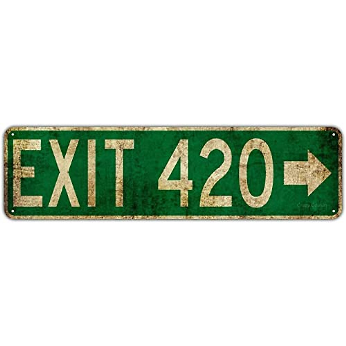 Lenrius Classic Retro 4"x16" Kitchen Sign Exit 420 Tin Sign for Home Garage Wall Decor Tin Signs